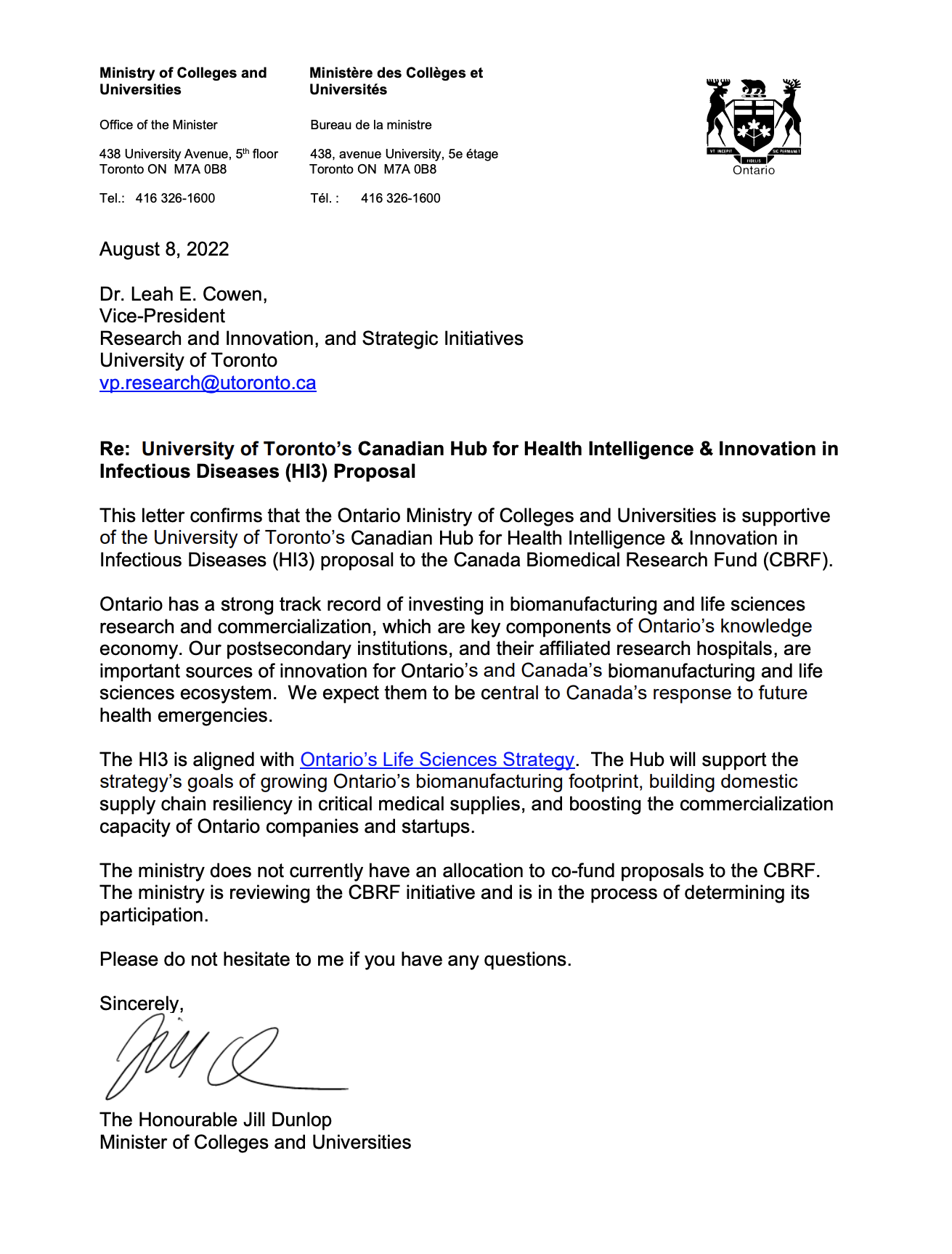 MCU Letter - Institutional Strategic Initiatives